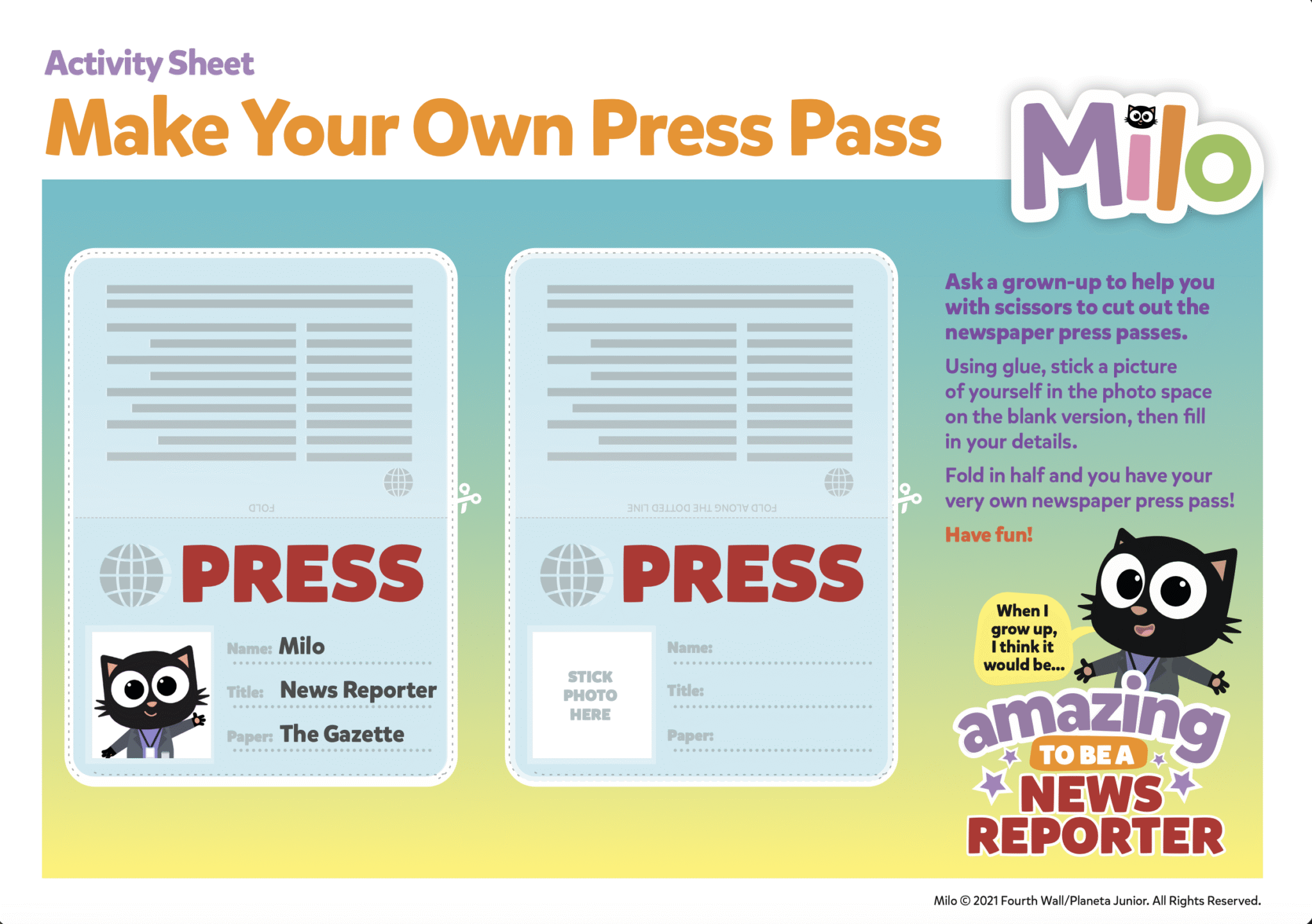 Make Your Own Press Pass – Milo